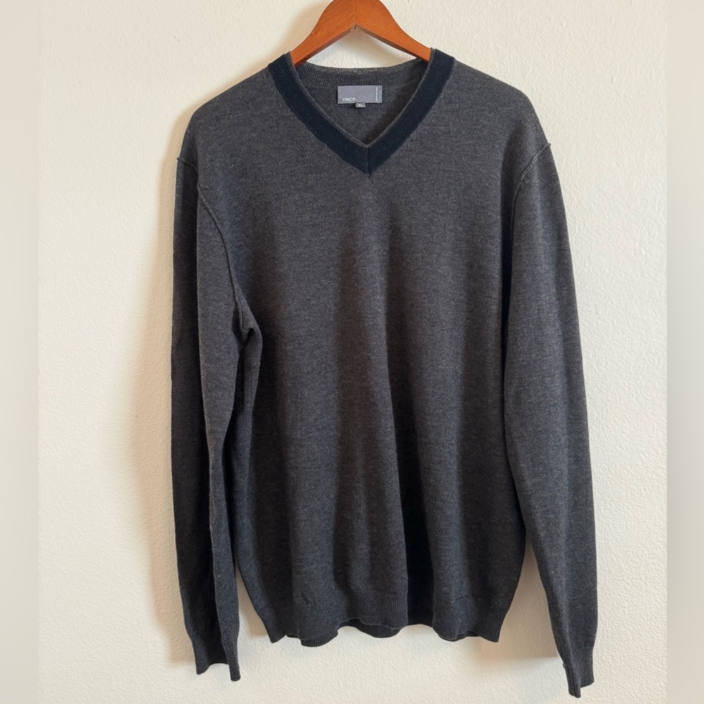 Vince Gray Brown Men’s Wool Blend Camel Hair Sweater - Gem